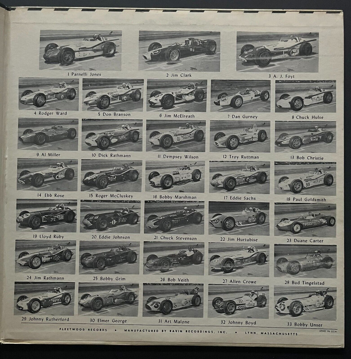 1963 Indy 500 33 1/3 LP Record + Fold Out + Photos Auto Racing Vintage ...