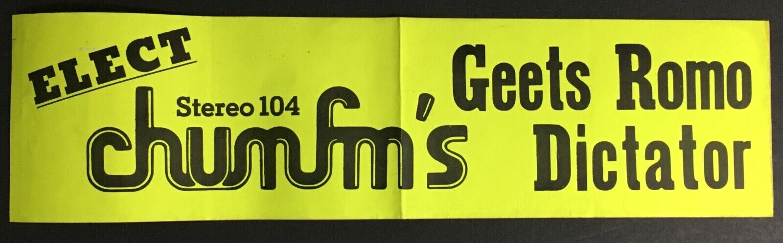 Chum FM Radio Station Car Bumper Sticker Advertising Geets Romo Dictat ...