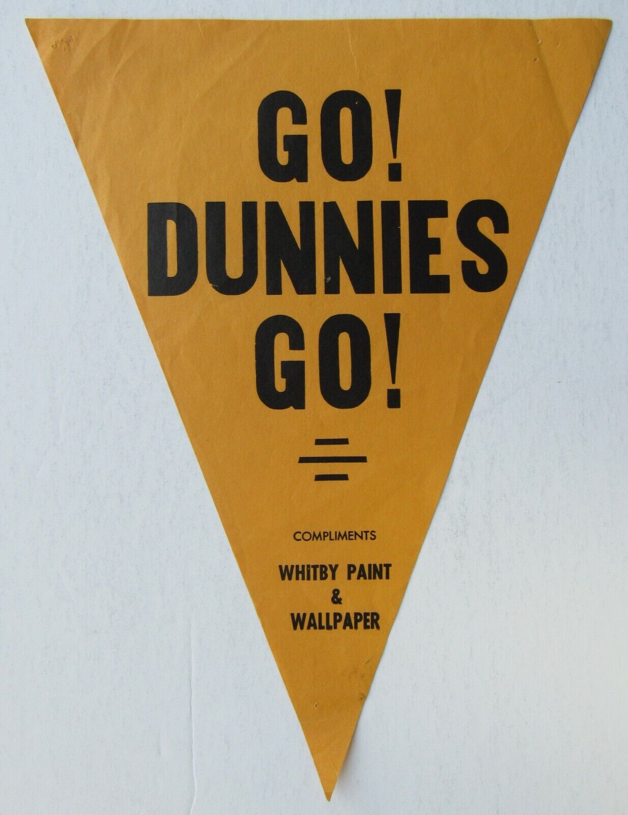 1958 Vintage Whitby Dunlops Promo Paper Pennant - World Ice Hockey Cha ...