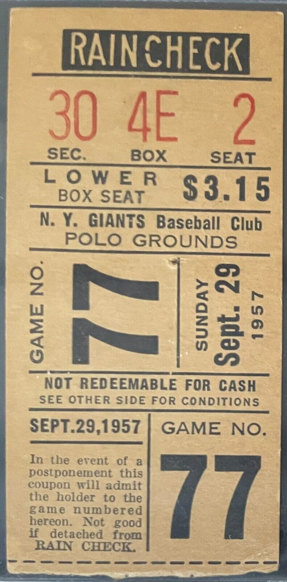 Last Game At The Polo Grounds Ticket Stub Graded Slabbed V3 PSA Mays C ...