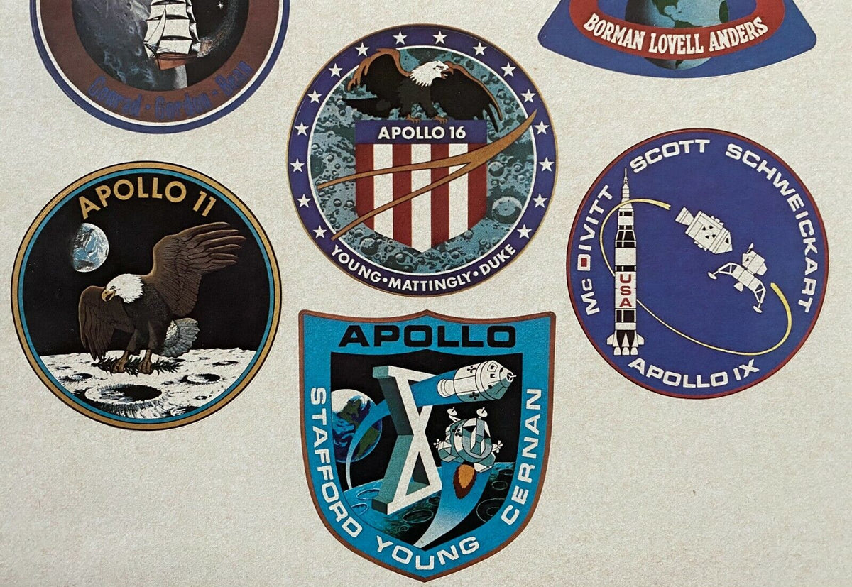 Vintage NASA Apollo Mission 7-16 Unused Decals Set Original Mailing En ...