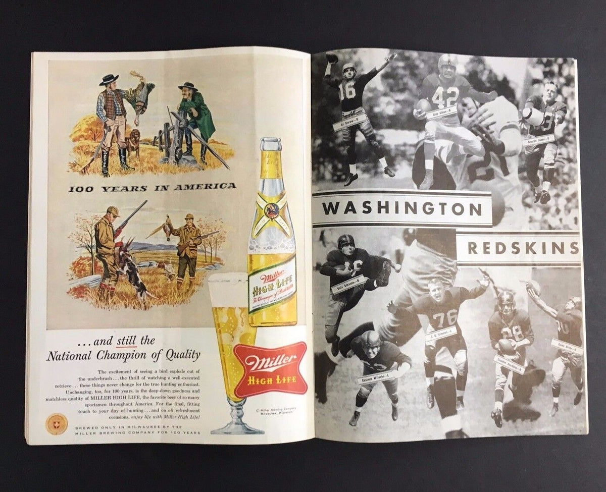1955 NFL Program Baltimore Memorial Stadium Washington Redskins vs Col ...