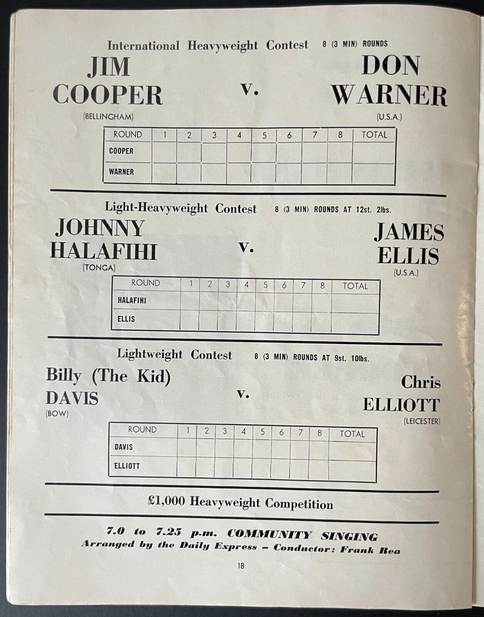 1963 Cassius Clay Heavyweight Championship Fight Program Wembley Stadi ...