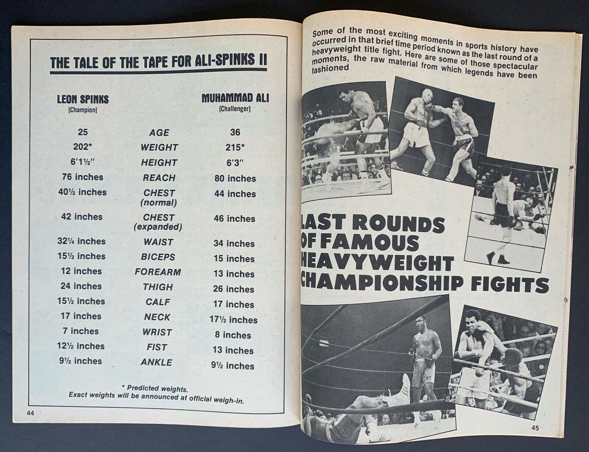 1978 Super Fight Vintage Boxing Magazine Muhammad Ali v Michael Spinks ...