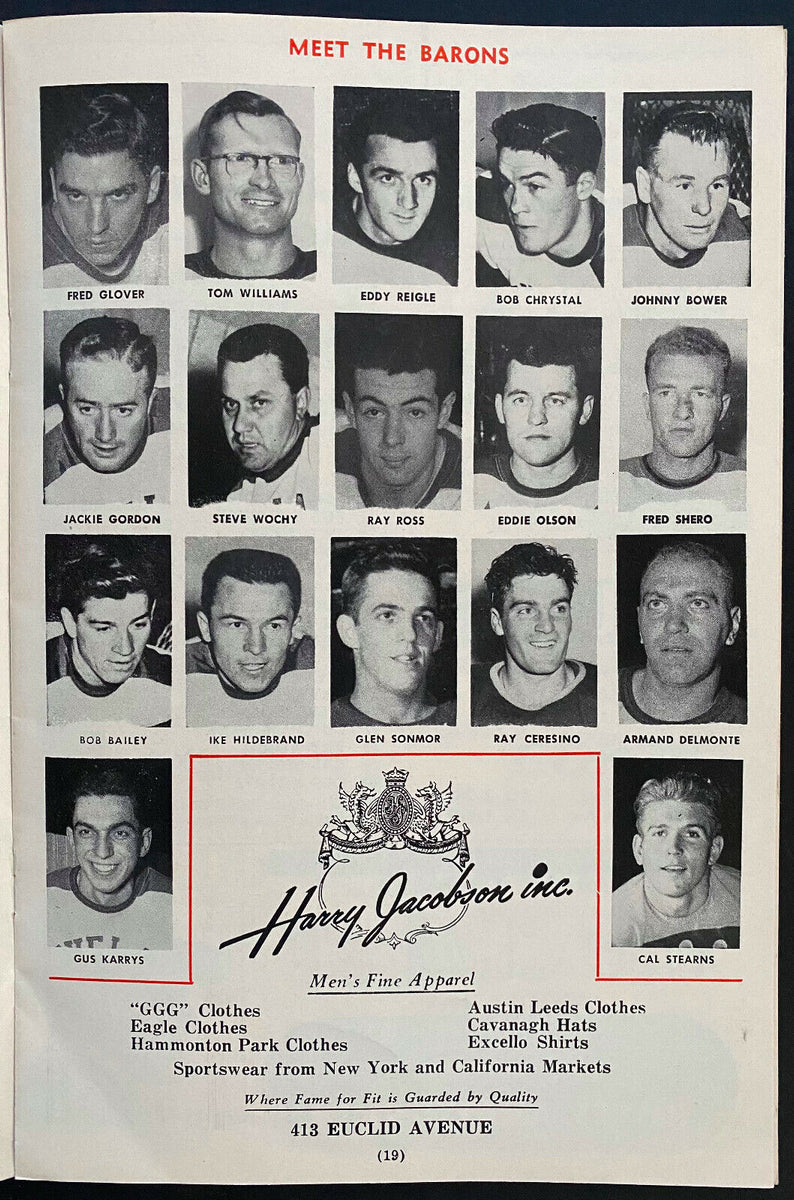 1952-53 Cleveland Arena AHL Hockey Program Barons vs Hershey Bears Joh ...