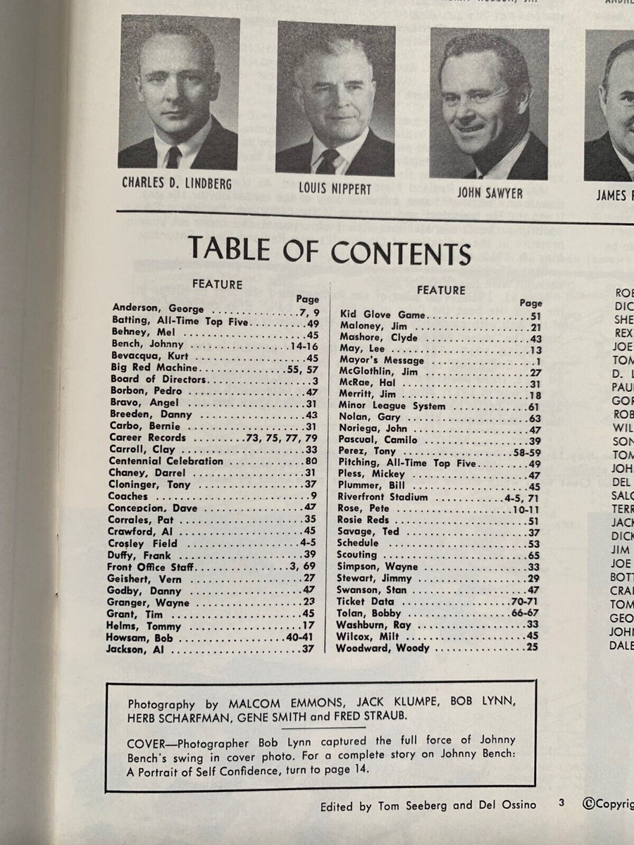 1970 MLB Cincinnati Reds Complete Baseball Yearbook Johnny Bench Vinta ...
