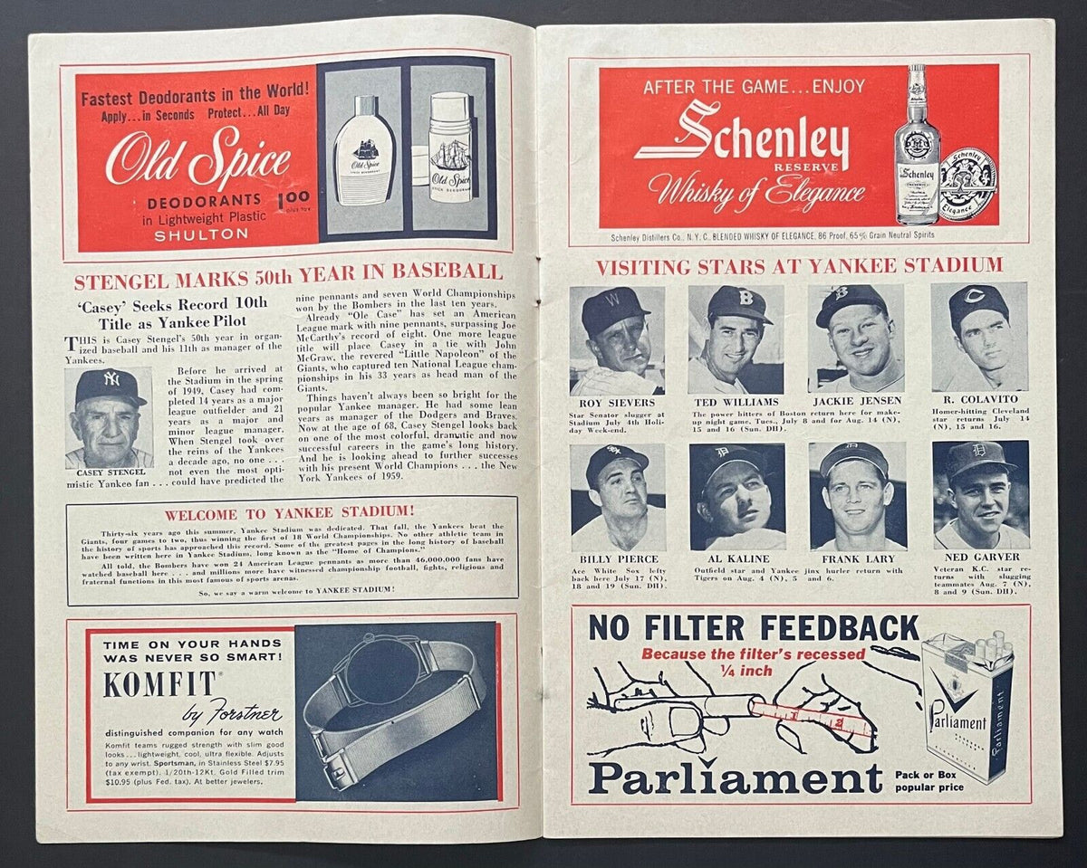 1959 Yankee Stadium MLB Baseball Program Yankees vs Indians Mantle Hom ...